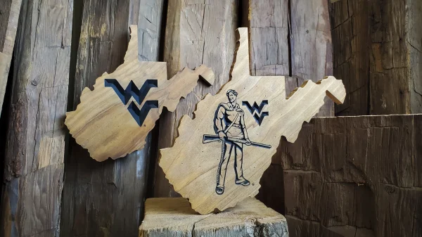 WVU Engraved State Outline Plaques - Bear Wood Company
